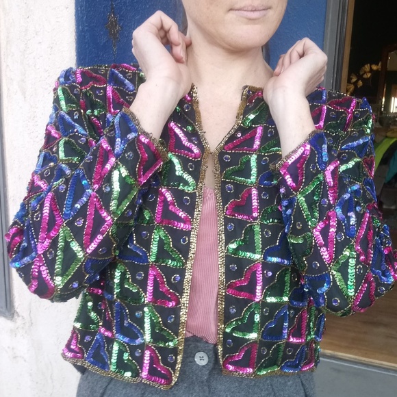 Stenay | Jackets & Coats | Vtg Stenay Multi Colored Sequinbeaded Jacket ...